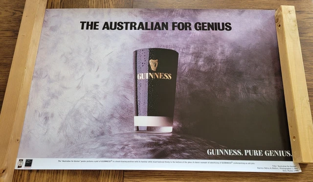 RETRO 90'S GUINNESS The Australian For Genius Poster No.11 30' X 20' £ ...