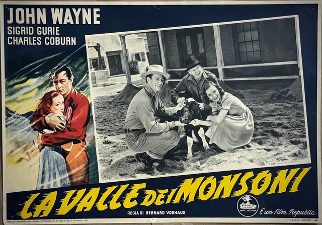 LA VALLE DEI MONSONI-Lobby card originale fotobusta-John Wayne,Sigrid ...