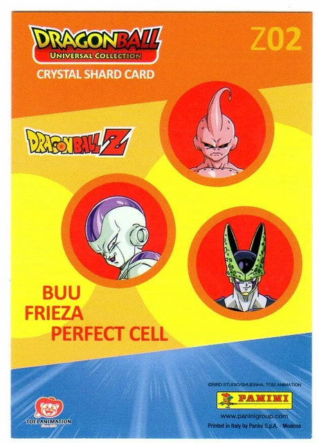 CARTE PANINI DRAGON BALL Universal Z02 BUU FRIEZA PERFECT CELL Crystal ...