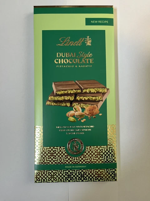 LINDT DUBAI STYLE Chocolate Bar Pistachio And Kadayif 145g Brand New IN ...