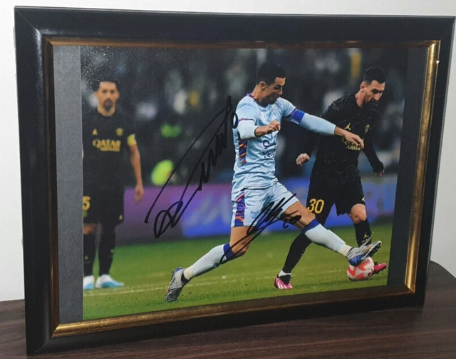 CRISTIANO RONALDO, LIONEL Messi - Hand Signed Photo With Coa - Framed ...