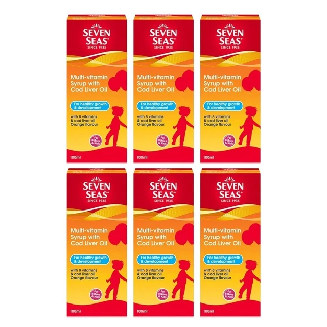 1-6X SEVEN SEAS Multivitamin Syrup 100ml Cod Liver Oil Orange Flavour ...