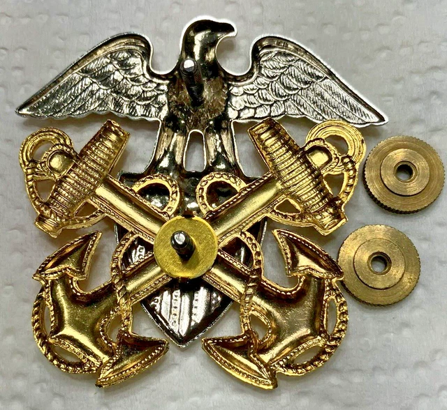 VINTAGE US NAVY Officer Cap Device Full Size Complete $16.00 - PicClick