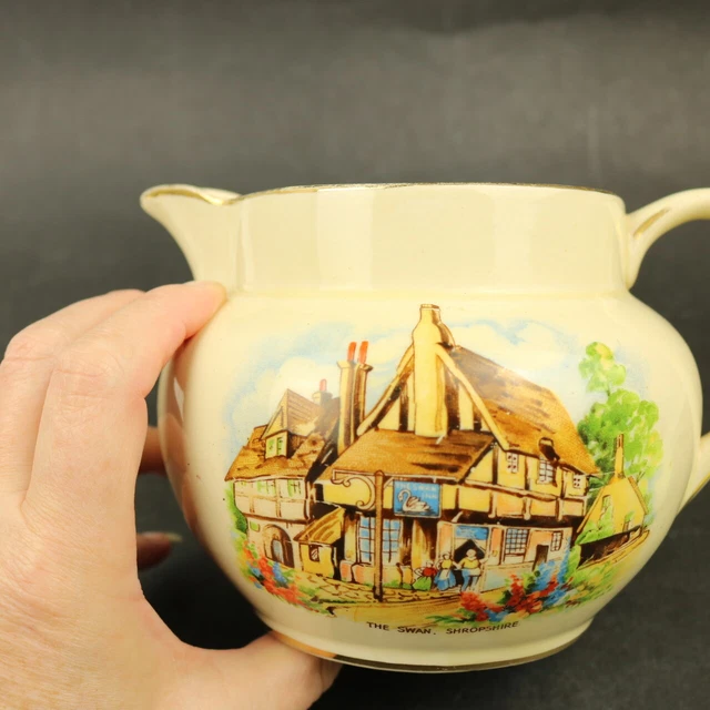 VINTAGE JUG ARTHUR Wood Ye Olde English Inns 11cm Tall 'The Swan ...
