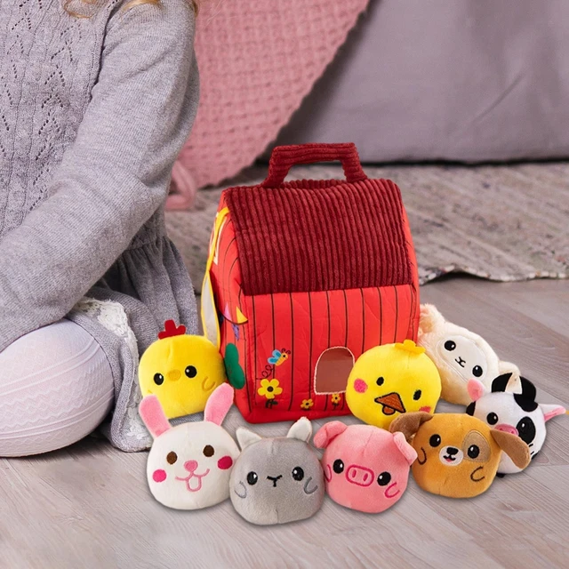 STUFFED FARM ANIMALS Animals House Set Party Favors Plush Farmhouse ...