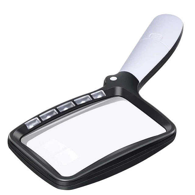 LOUPE DE LECTURE Lumineuse 3X Grand Loupes Eclairante avec 5 Lumières à ...