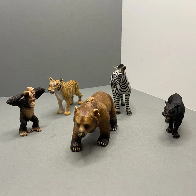 SCHLEICH WILD ANIMALS Zoo Safari Tiger, Zebra, Chimpanzee, Jaguar ...