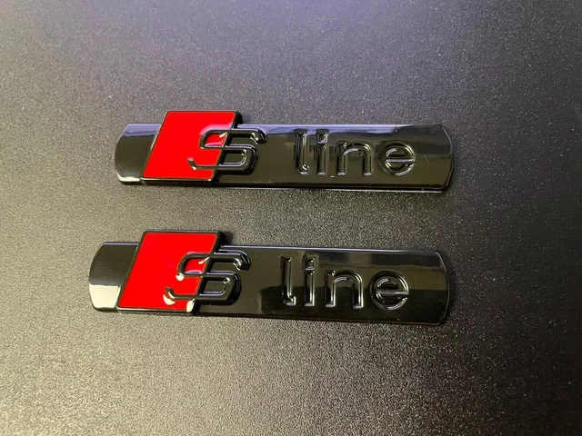 2X S-LINE LOGO Emblem Black Kotflügel Schwarz Glanz Sline Audi A3 A4 A5 ...