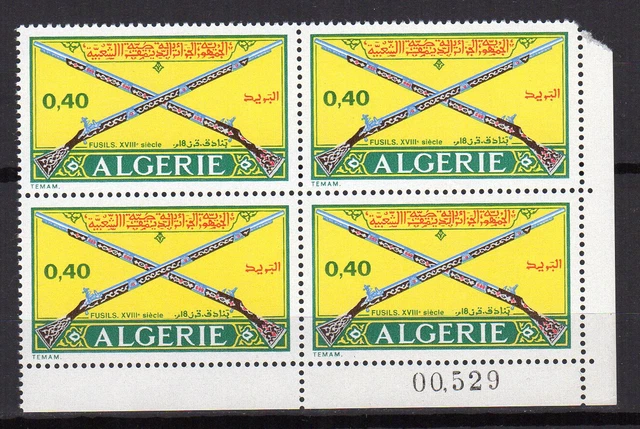 ALGÉRIE 1970 FUSILS algérien du XVIIIe siècle bloc de 4 timbres neufs MNH /TE787 EUR 2,00 ...