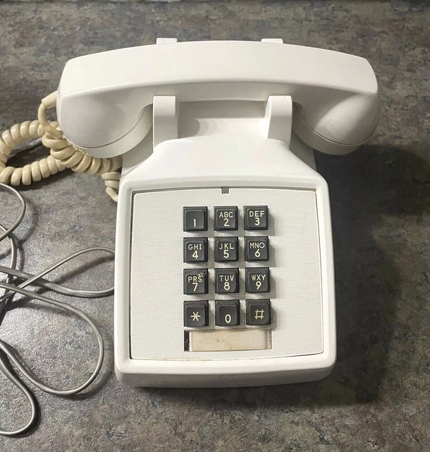 VTG 80’S PUSH Button Landline Touch Tone Phone Telecom Desk Top White ...