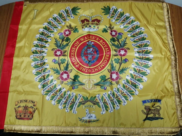 THE PRINCESS OF Wales's Royal Regiment 1st Bn Regimental colours flag ...