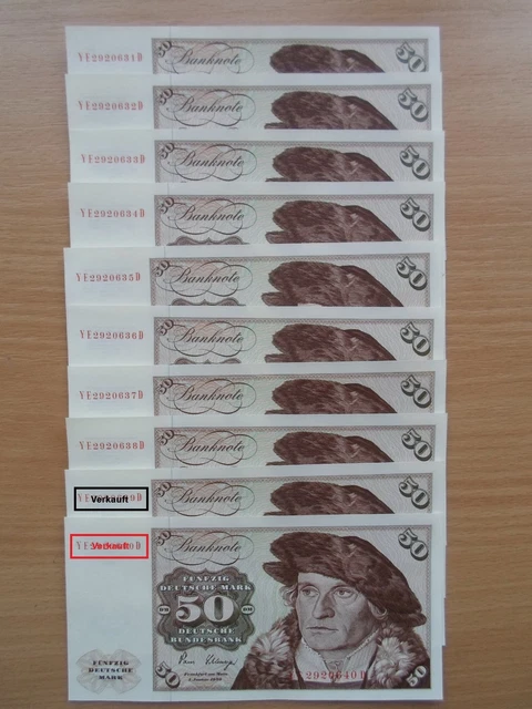 ORIGINAL 1 X 50 DM Deutsche Mark Schein 02.01.1980, Ersatzbanknote Ros ...