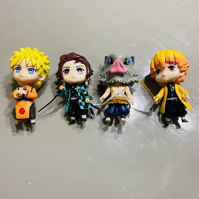 (DEMON SLAYER, NARUTO) Tanjiro, Inosuke, Zenitsu, And Naruto 4 Figures ...