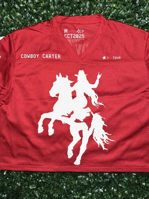 BEYONCE COWBOY CARTER Tour 2025 LA Sofi Stadium Merch Red Jersey ...
