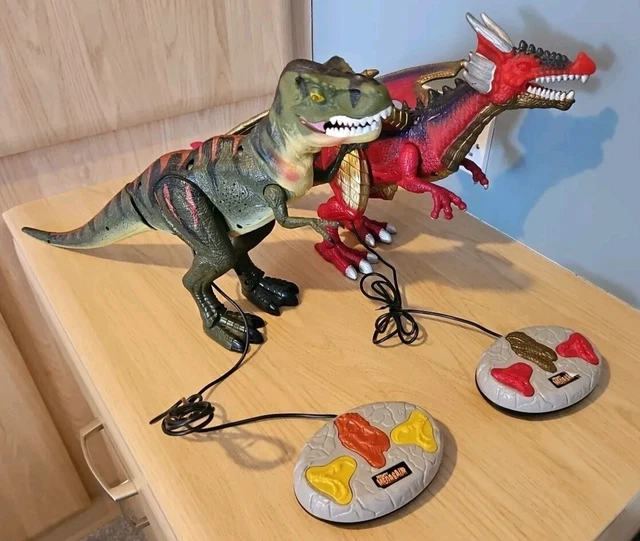 VINTAGE T-REX & Dragon Remote Control - Large Mighty Megasaur Walking ...