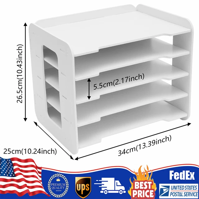5 TIERS STACKABLE File Organizer Tray Desk Desktop Paper Document Tray ...