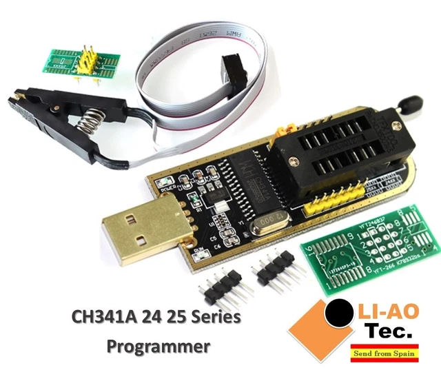 CH341A PROGRAMMER EEPROM Test-Clip Converter-Module Flash-BIOS EEPROM ...
