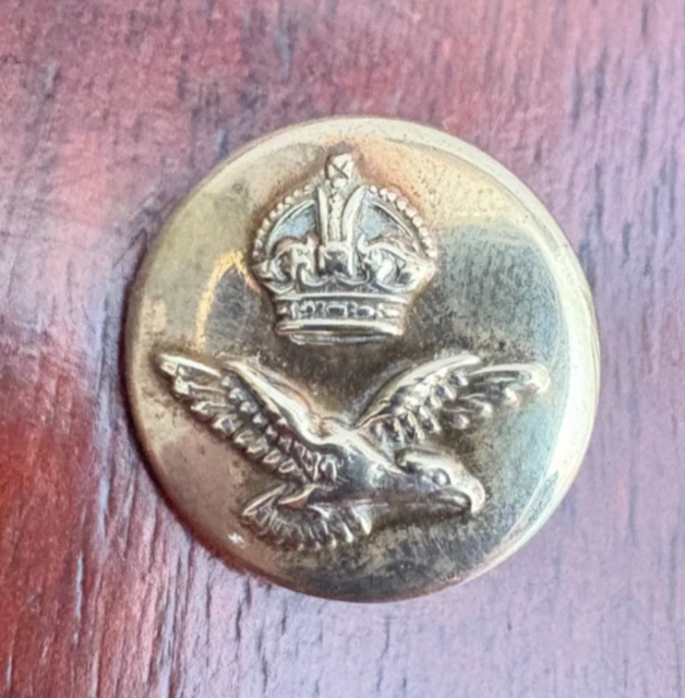 RAF KING’S CROWN Uniform Button Brass Colour WW2 Era J.R. Gaunt London ...