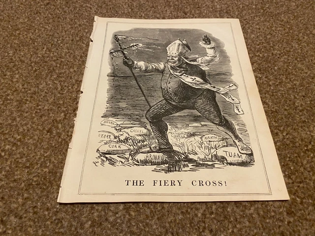 BKK22 1850'S PUNCH Magazine Dessin Animé Illustration 11X8 The Fiery ...