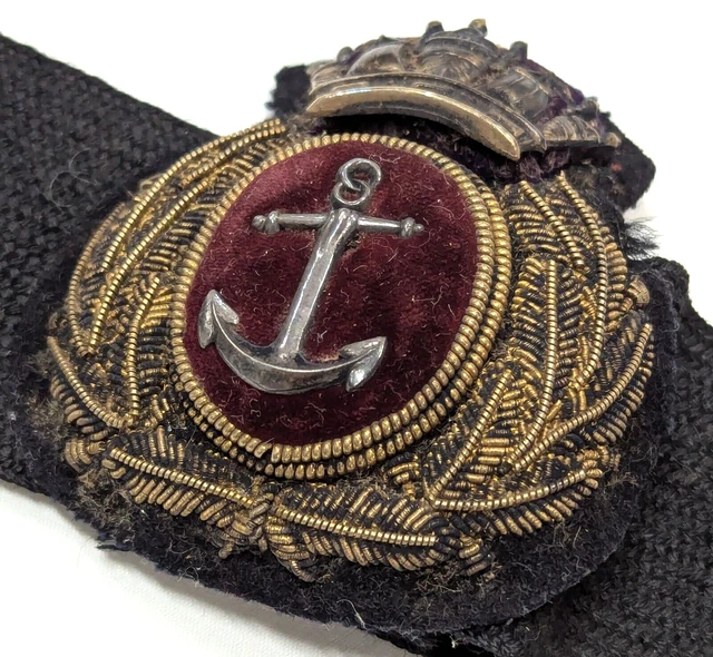 WW1-WW2 BRITISH MERCHANT Marine officer's uniform cap badge on tally £ ...