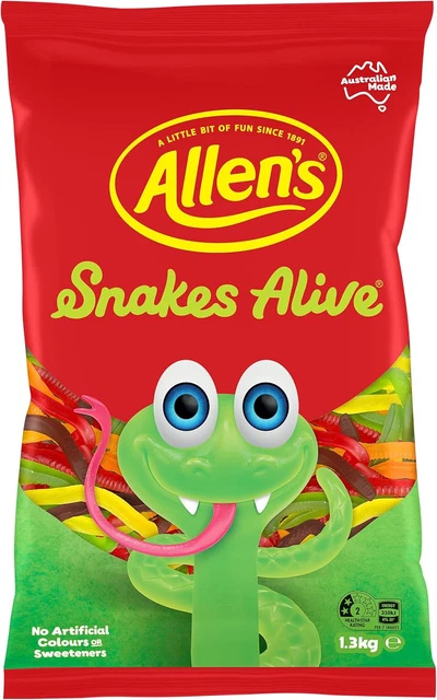 SNAKES ALIVE LOLLIES 1.3 Kg $22.99 - PicClick AU