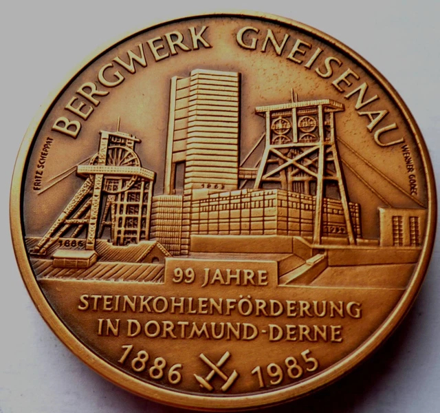 BERGWERK GNEISENAU IN Dortmund-Derne Bergbau Bronze Medaille 1985 Fritz ...