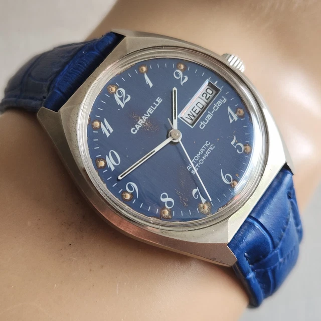 OROLOGIO UOMO VINTAGE Bulova Caravelle automatico ETA 2879 GIORNO/DATA ...