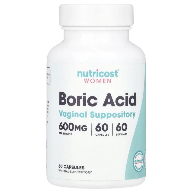 NUTRICOST, BORIC Acid, Vaginal Suppository, 600 mg , 60 Caps * LARGER ...