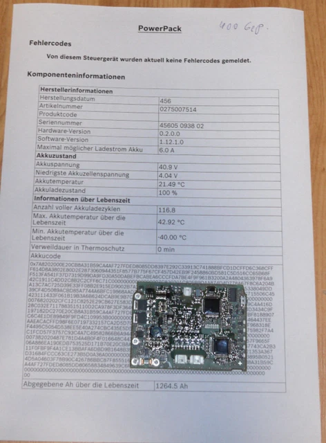BOSCH BMS VOM PowerPack 400 voll funktionsfähig! EUR 120,00 - PicClick DE
