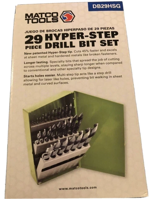 PIECE HYPER-STEP DRILL Bit Set NEW Matco Tools DB29HSG 29 $360.99 ...