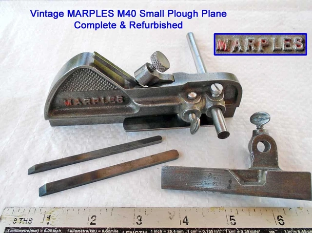 RARE VINTAGE MARPLES M40 Small Plough Plane, c/w Fence, D Stop & 3 ...