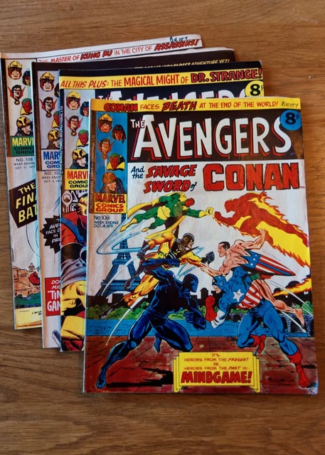 MARVEL COMICS UK hebdomadaire The Avengers #106 #107 #108 #109 original ...