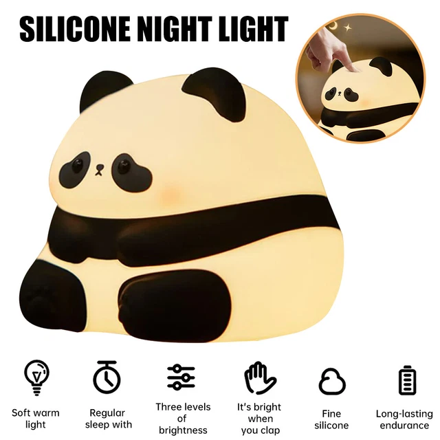 CREATIVE PANDA LED Silicone Night Light Bedside Touch Sensor Lamp Kids ...