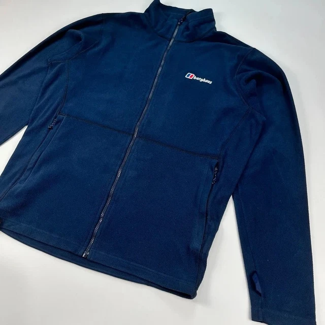 BERGHAUS FLEECE JACKET Mens Large Navy Blue Polartec Full Zip Thermal ...