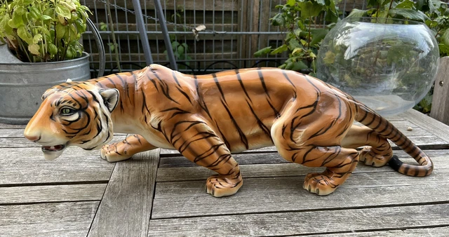 GOLDSCHEIDER THOMASCH AUSTRIA Wien Tiger Antik Keramik Figur 66 cm 1920 ...