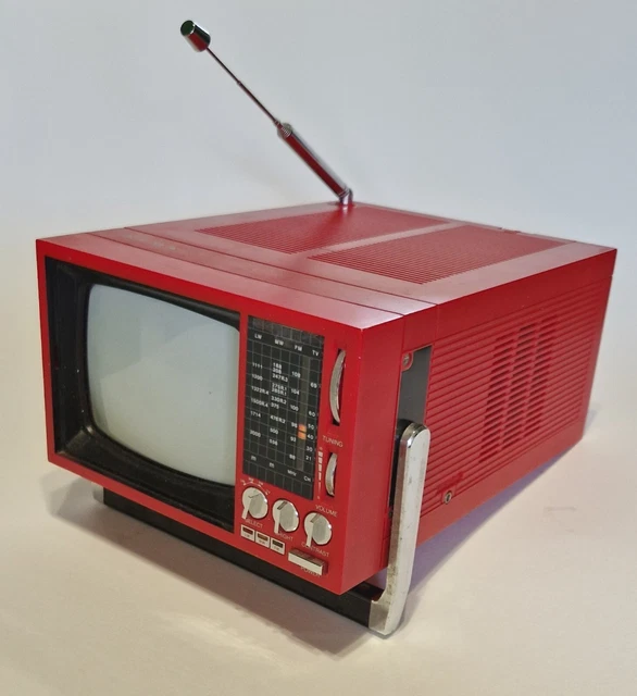 RETRO VINTAGE 1970S 1980s red ALBA RTV portable radio & television TV ...