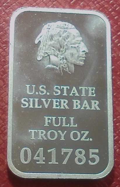 VERMONT STATE ART Bar-Federated Mint 1 Troy oz. .999 Fine Silver $174. ...