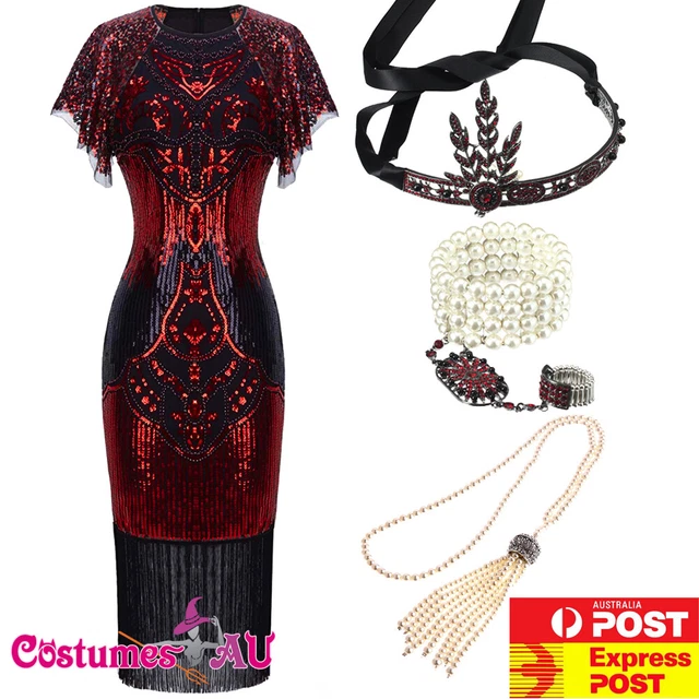 Deluxe Ladies 20s 1920s Roaring Flapper Costume Sequin Gatsby 20s