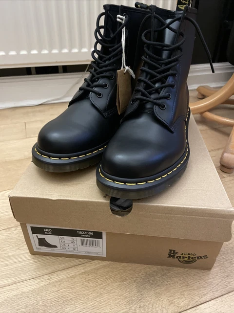 DOC DR. MARTENS Martins 1460 Smooth Lace UP Boots UK Size 10 Black New ...