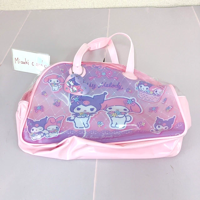SANRIO MY MELODY Kuromi Pool Bag Boston Vinyl Pink Heart Ribbon Flower ...