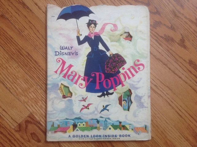 WALT DISNEY'S MARY POPPINS Golden Look-Inside Book 1964 Vintage w 5 ...