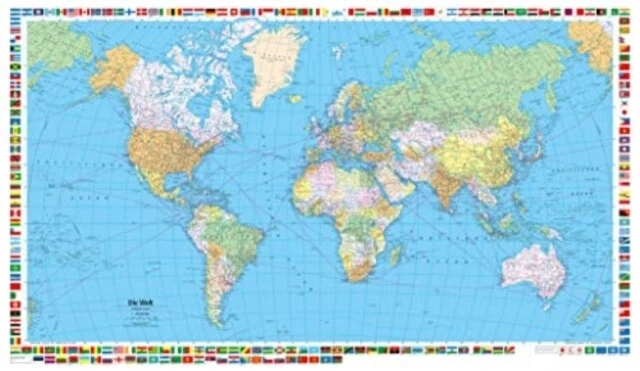 WORLD POLITICAL WALL MAP LAMINATED (Laminated) (9783259940334) £19.37 ...