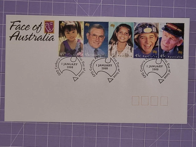 AUSTRALIAN STAMPS FIRST Day Cover 1 Jan 2000 Face of Australia 5 stamps ...