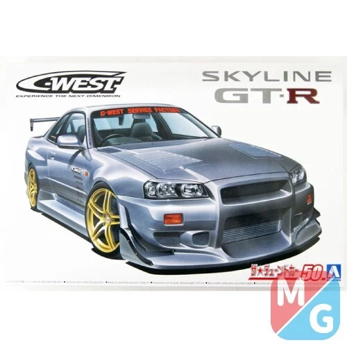 AOSHIMA 06149 1/24 Nissan Skyline GT-R C-West BNR34 -'02 - Plastic Car Kit £30.00 - PicClick UK