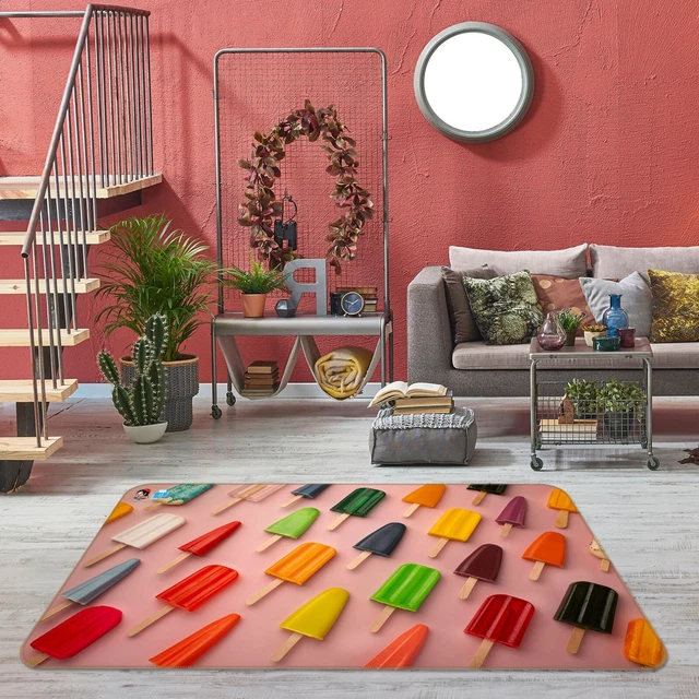 3D TYPES OF Colored Ice Cream ZHUA3887 Game Non Slip Rug Mat Photo ...