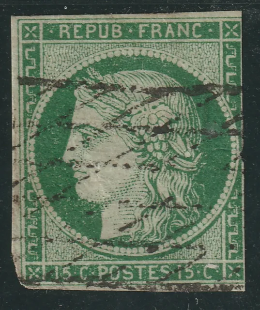 SUPERBE ET RARE Timbre Classique France N°2b/c GRILLE SANS FIN COTE ...