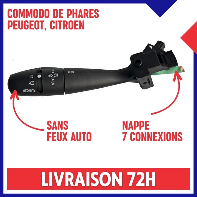 COMMANDE COMMODO SANS Feux Auto Phares Citroën C2 C3 C4 Peugeot 206 207 ...