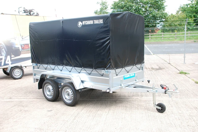 CAR TRAILER 8,7FT x 4ft TWIN AXLE ALKO CANVAS COVER BOX TRAILER 750KG ...