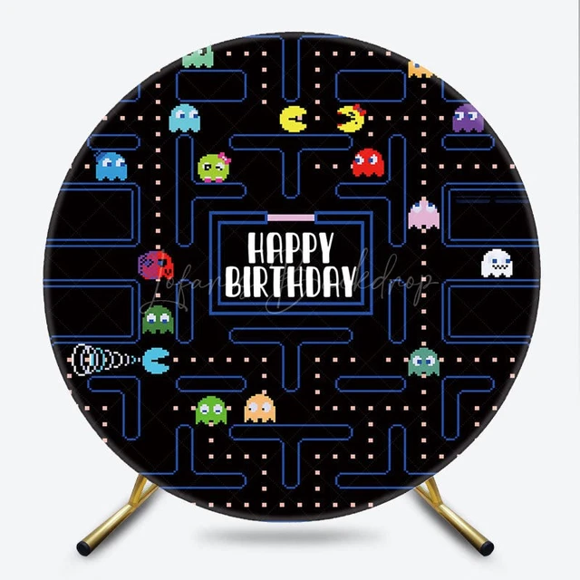 LOFARIS RETRO ARCADE Game Birthday Round Backdrop, 80s Video Game Boy ...