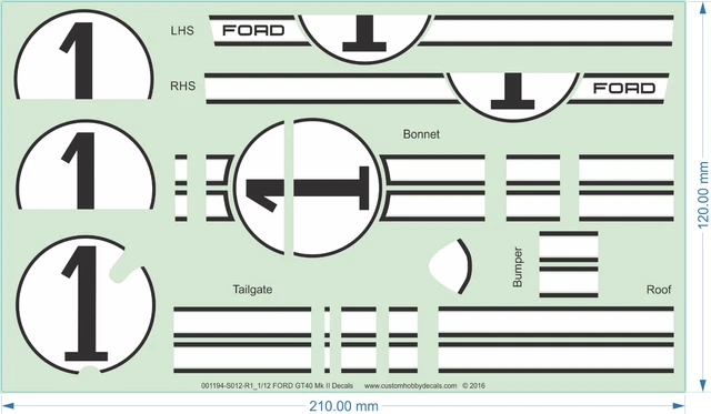 FORD GT40 MK II Decals - 1/12 - Water Decal $17.50 - PicClick AU